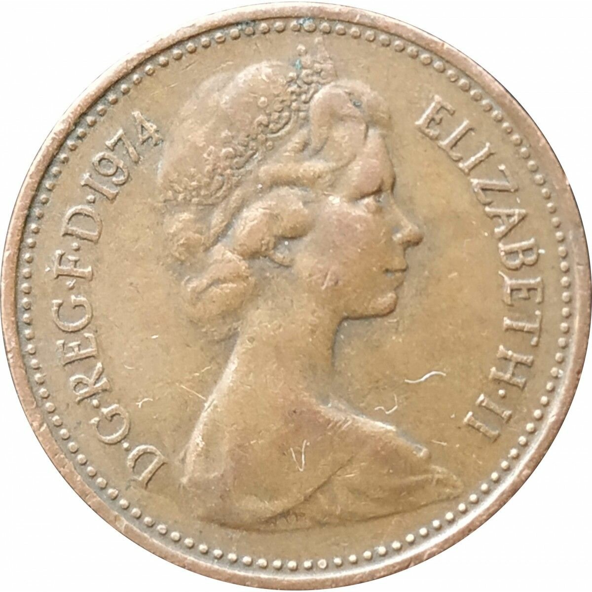 1 новый пенни 1974 Великобритания из оборота