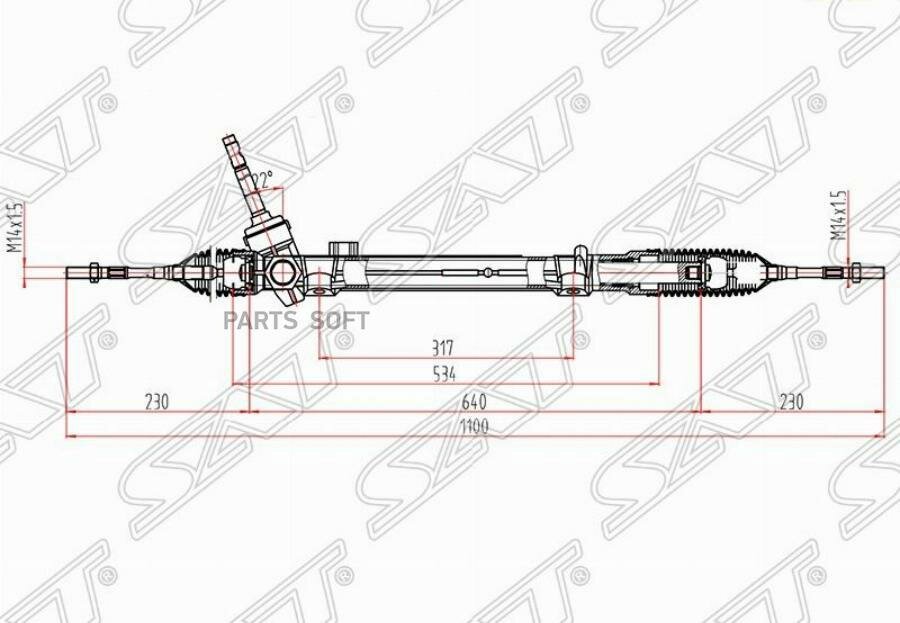 Рейка рулевая Nissan Qashqai 13-22 / X-Trail 13-22 (Левый руль) SAT ST-48001-4BA0A | цена за 1 шт