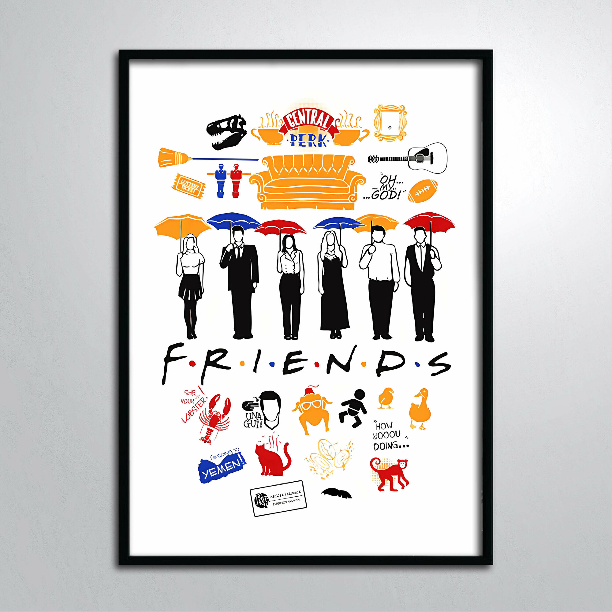 Постер без рамы/Сериал Друзья Минимализм Предметы Диван Friends (А2/420х594)