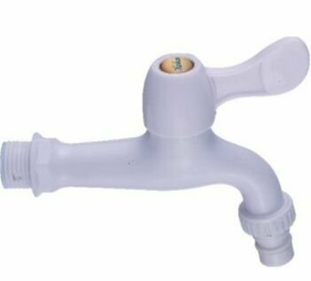 Кран водоразборный пластиковый для умывальника Эверест В48-338 Белый монолитный на одну воду/моносмеситель
