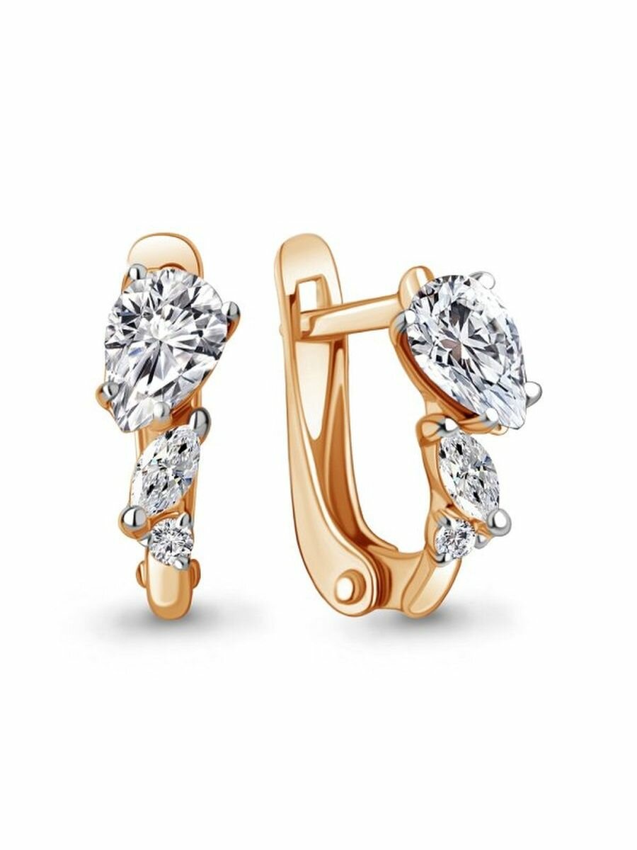 Серьги, красное золото, 375 проба, фианит
