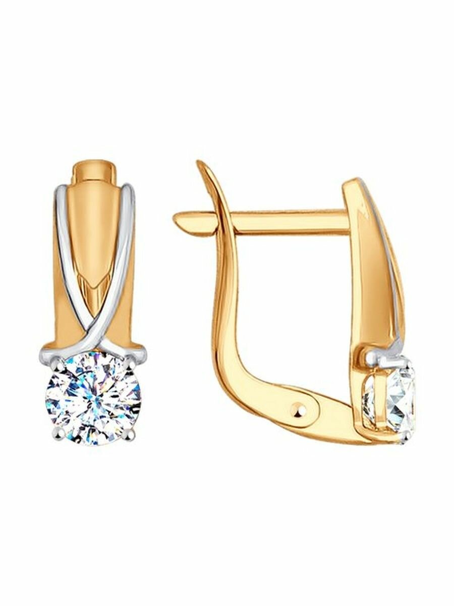 Серьги, красное золото, 375 проба, фианит