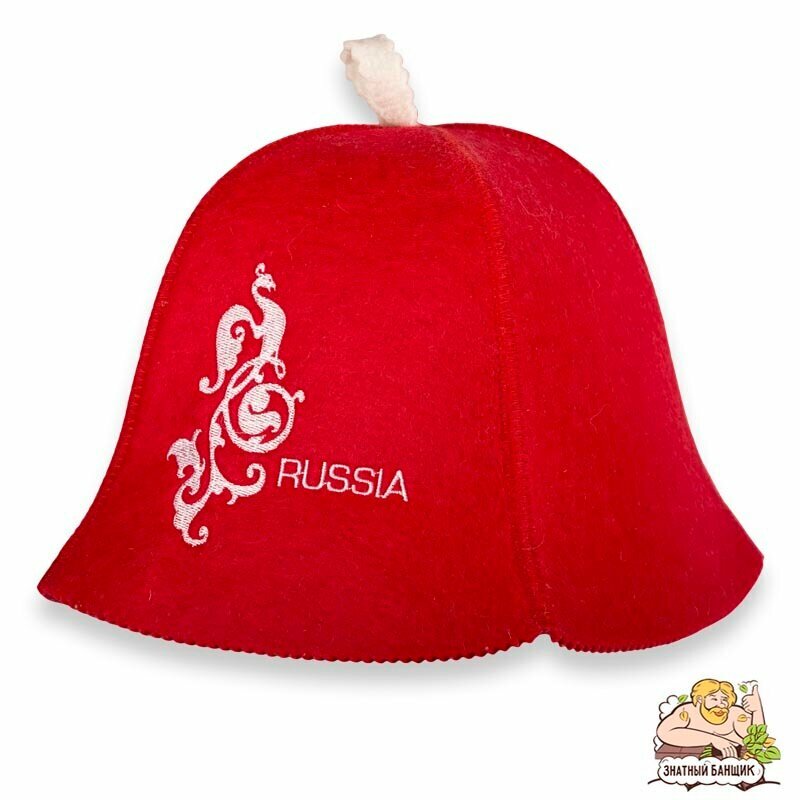 Шапка для бани "Russia" красная