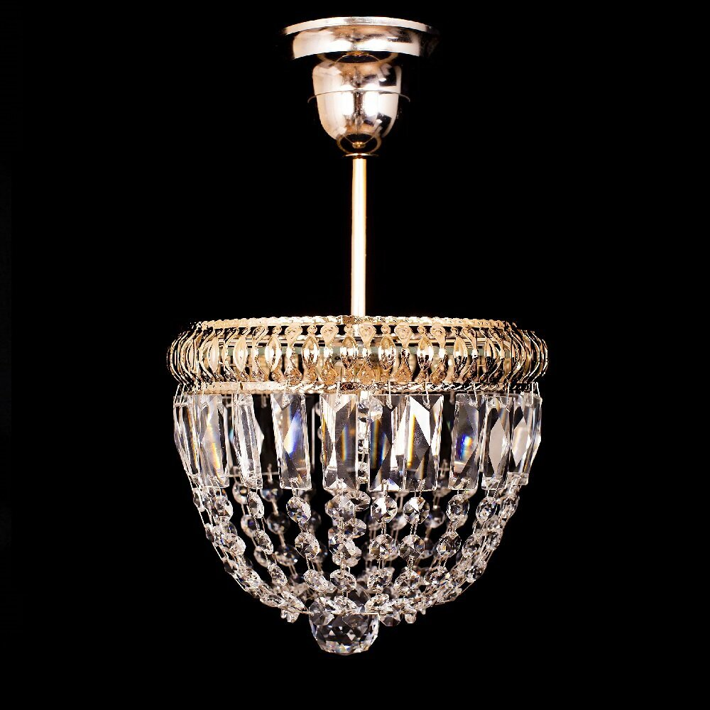 Люстра Гусь-Хрустальный Рио №1, 1лампа, хрусталь, Е27, 60 Вт, кол-во ламп: 1шт, цвет арматуры: золотой