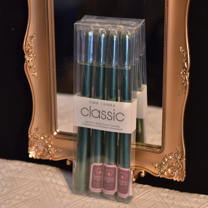 Европейская классическая цветная электропокрытая длинная свеча без дыма, романтическое свадебное украшение, свеча-конус на день рождения и фестиваль Циси