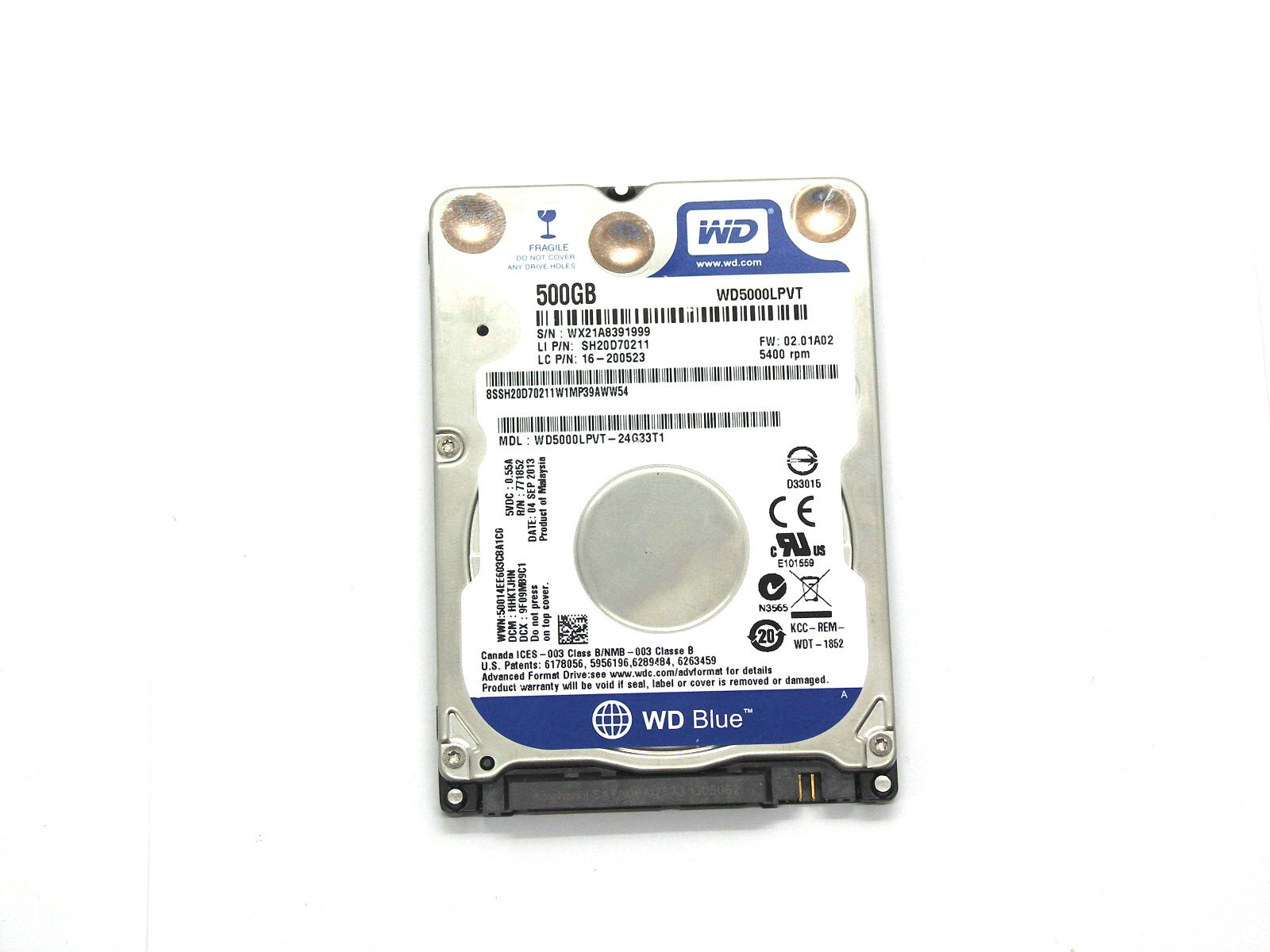 Жесткий диск 2,5" 500 GB WD WD5000LPVT SATA