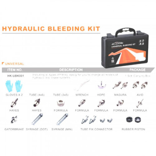 Торм. Alligator 6-200230-1 набор для прокачки дисковых гидравлических тормозов TEKTRO/SHIMANO (шприцы, фиттинги, торм. жидкость и пр) HK-UBK001-TK