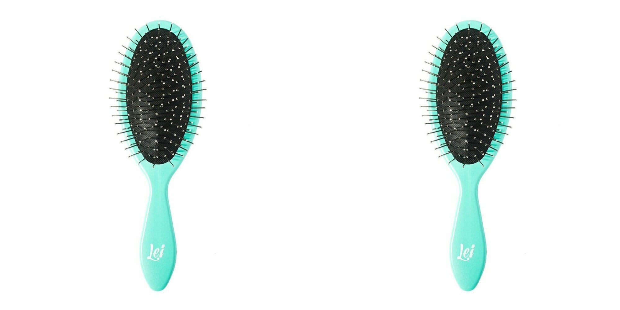 LEI Расчёска массажная 090 пластик, металлические зубья, лазурная, 2 шт