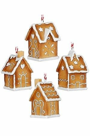Набор ёлочных игрушек имбирно-сахарные домики, полистоун, 7 см, 4 шт, Edelman 1101273-набор