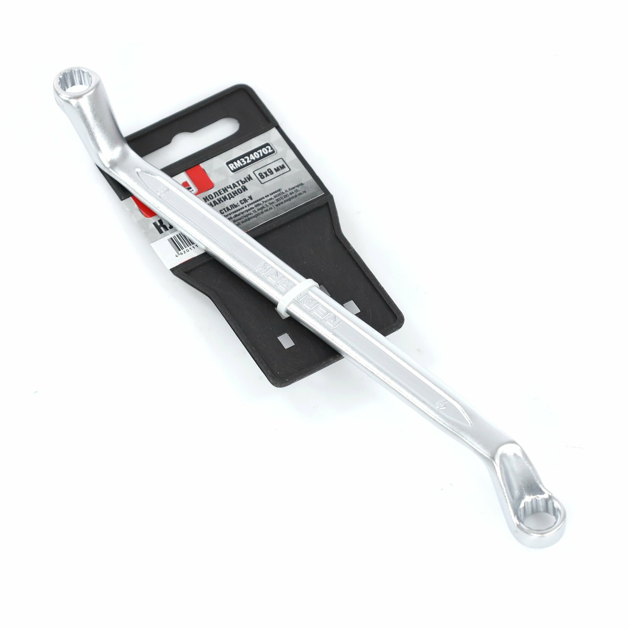 Ключ RedMark, коленчатый, накидной, 8x9 мм, холодный штамп, CR-V