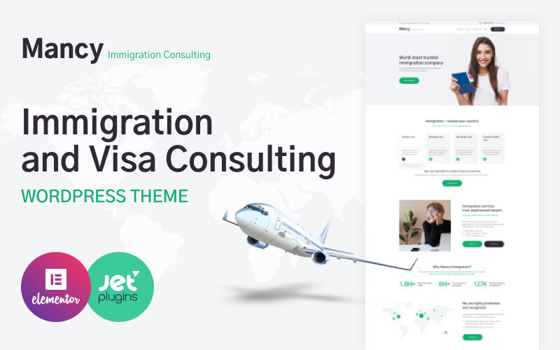 Подарочный сертификат на Шаблон для сайта Вордпресс с демоконтентом Mancy - Immigration and Visa Consulting WordPress Theme