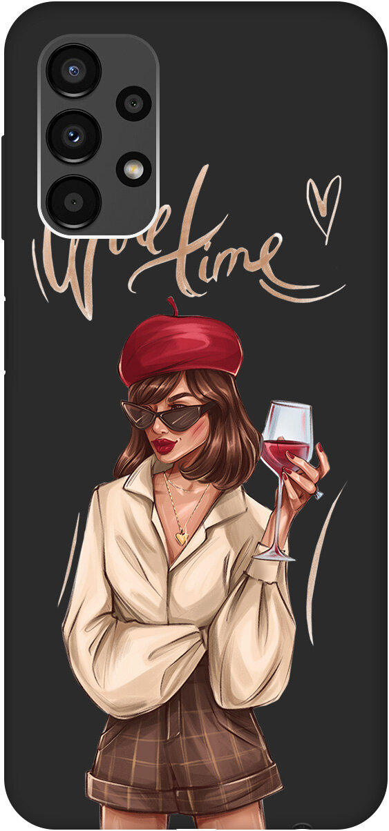 Матовый чехол Wine Time для Samsung Galaxy A13 4G / Самсунг А13 4Г с 3D эффектом черный