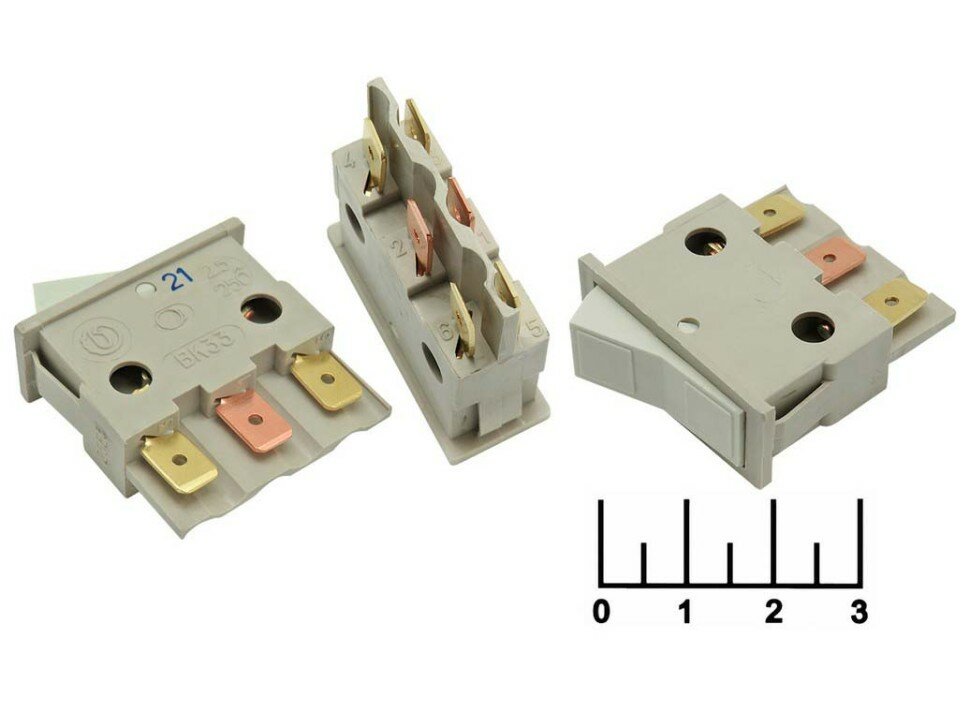 Выключатель 250/2.5 250V 2.5A ВК-33 серый 6 контактов Б15 (Б22181-20) (55C)