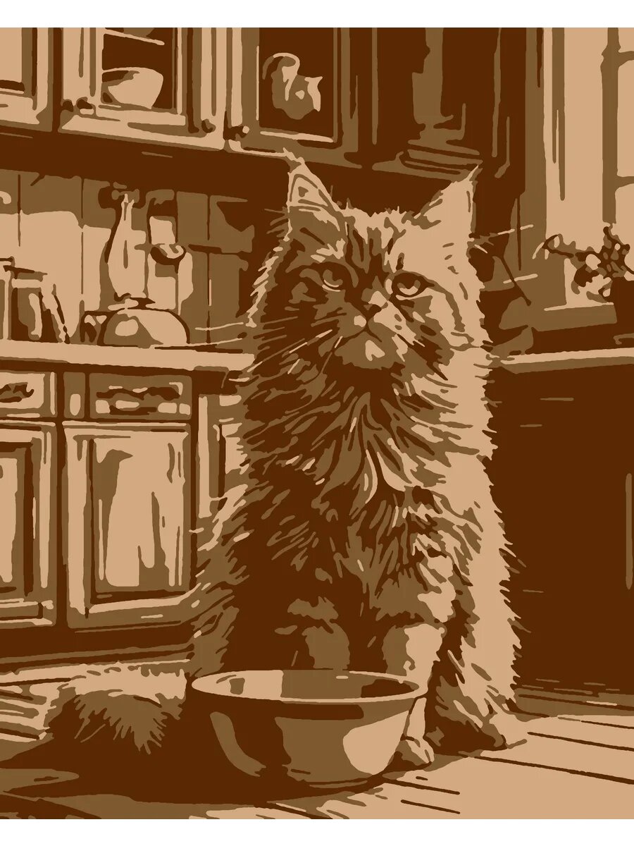 Картина по номерам Тут рисуют "Кошка", 50х40см, акриловые краски Холст на Подрамнике