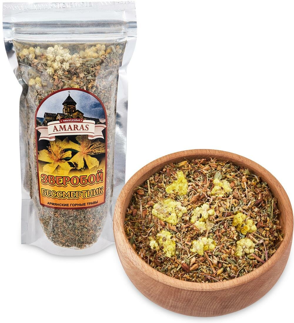 Зверобой и бессмертник 60гр (амарас) A2189497 амарас, Армения, Состав: Зверобой и бессмертник сушёный.