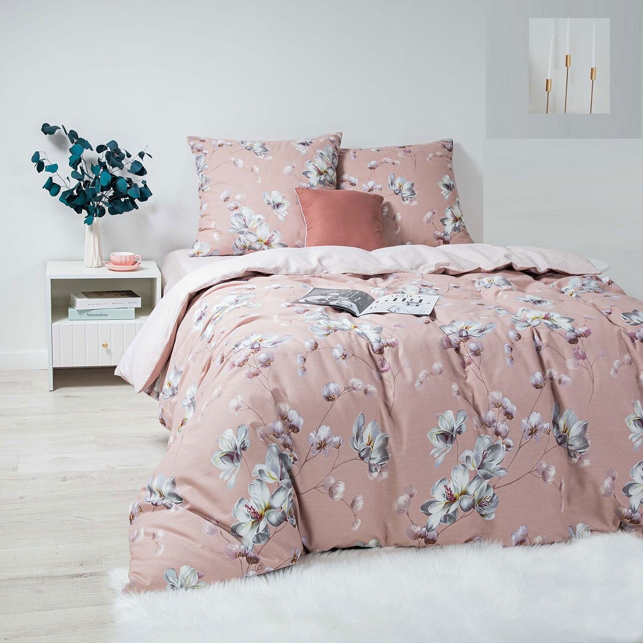 Постельное белье "Магнолия арт. 509" 2-спальное с европростыней Бязь