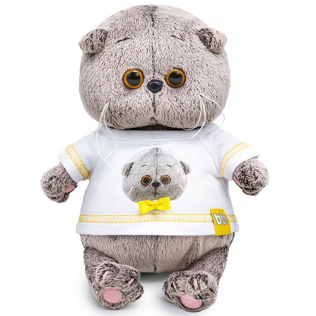 Мягкая игрушка Кот Басик Baby в футболке с автопортретом 20 см, Budi Basa, BB-149