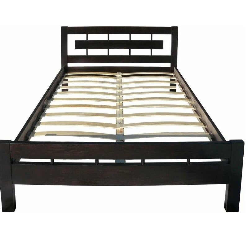 Односпальная кровать рианна Сакура, 90x200 см, каркас из массива сосны, цвет венге 3