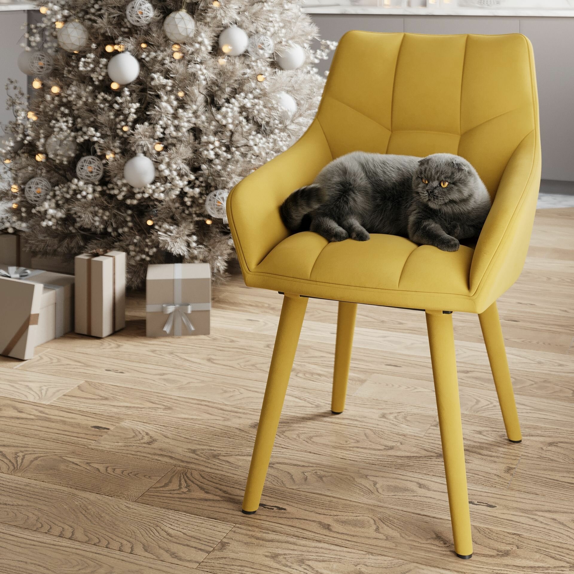 Стул кресло Boss для кухни мягкий, лимонный