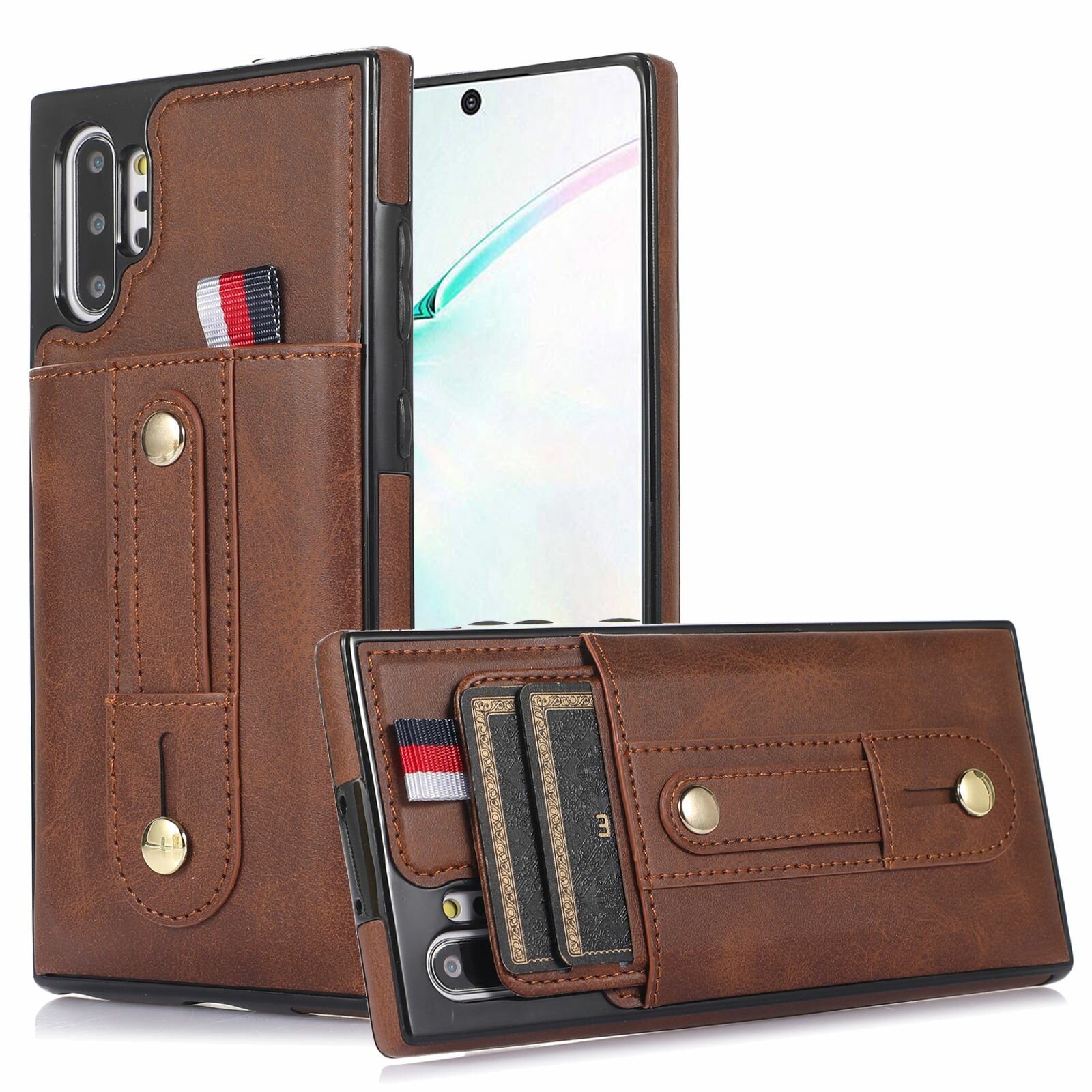 Кожаный чехол для для Samsung Galaxy Note 10 plus / Note 10+ / Самсунг Ноте 10 Плюс кожаный с отделением для карт на Накладка с картхолдером