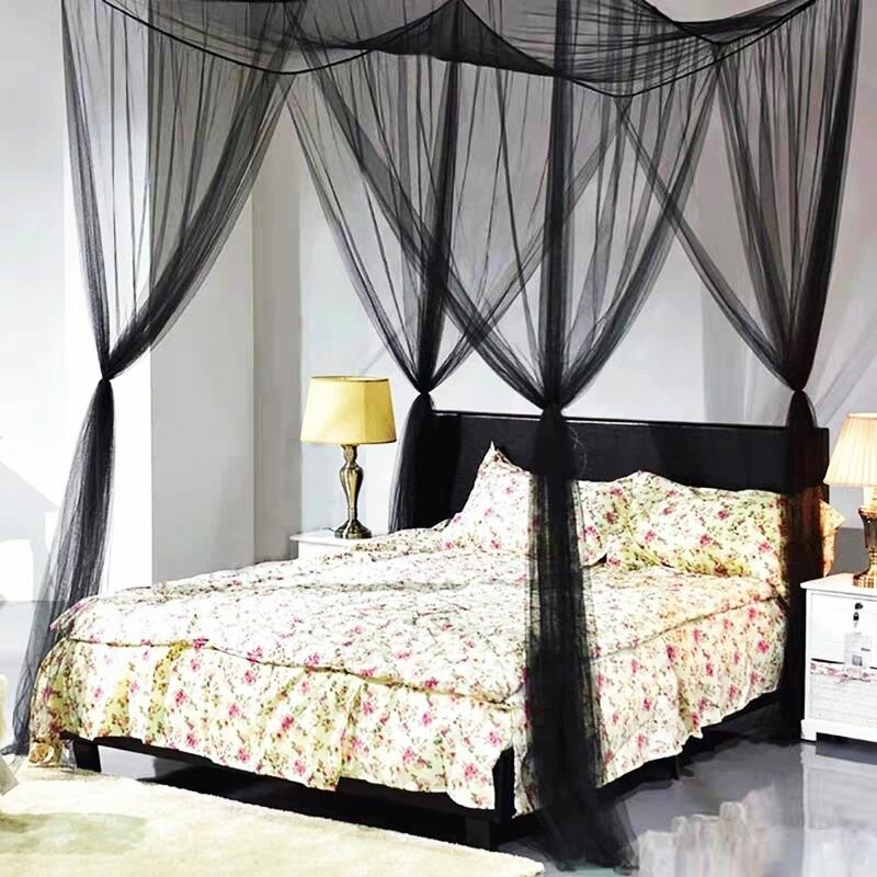 Элегантная четырехдверная москитная сетка для кровати King/Queen надежная защита от насекомых и стильное дополнение интерьера