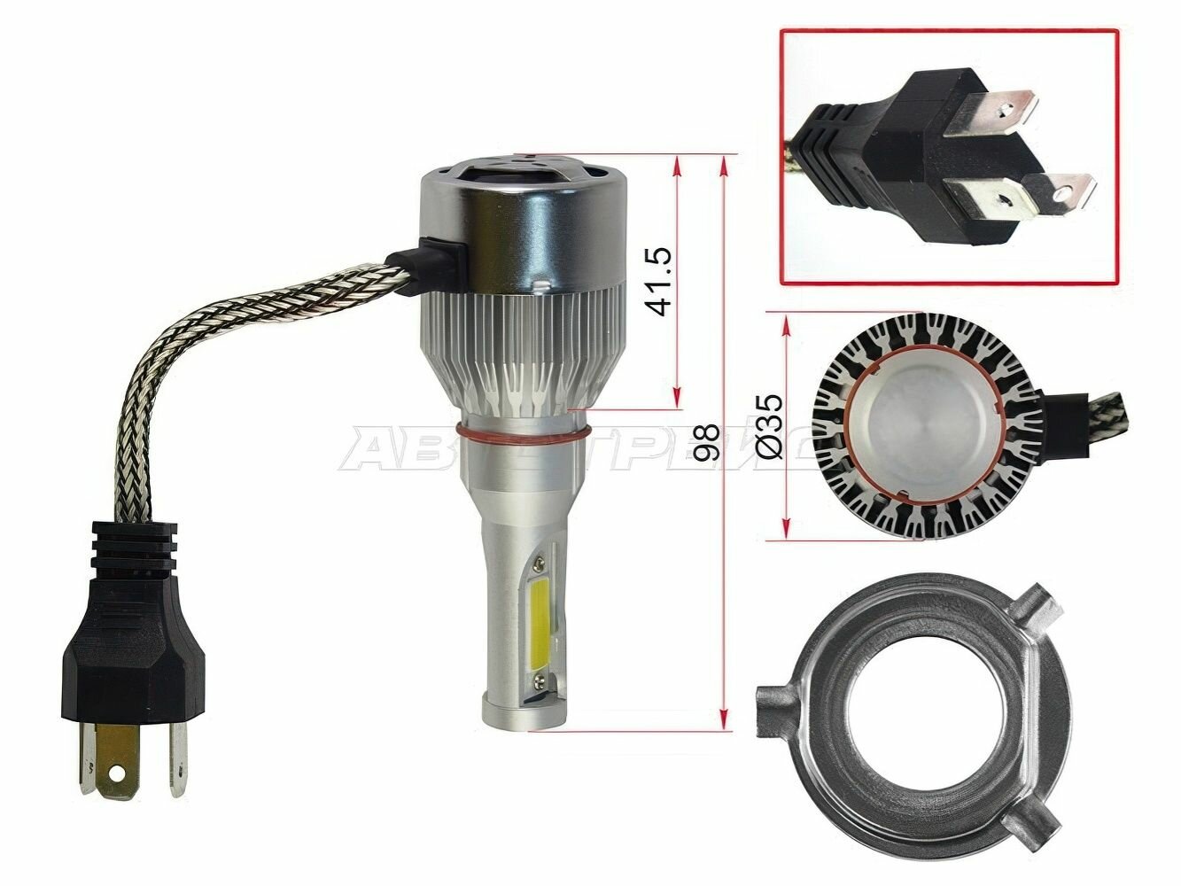 Комплект светодиодных ламп LED H4 36W, 3600LM для Хендай Акцент, Солярис, КИА Рио арт STH4LED SAT
