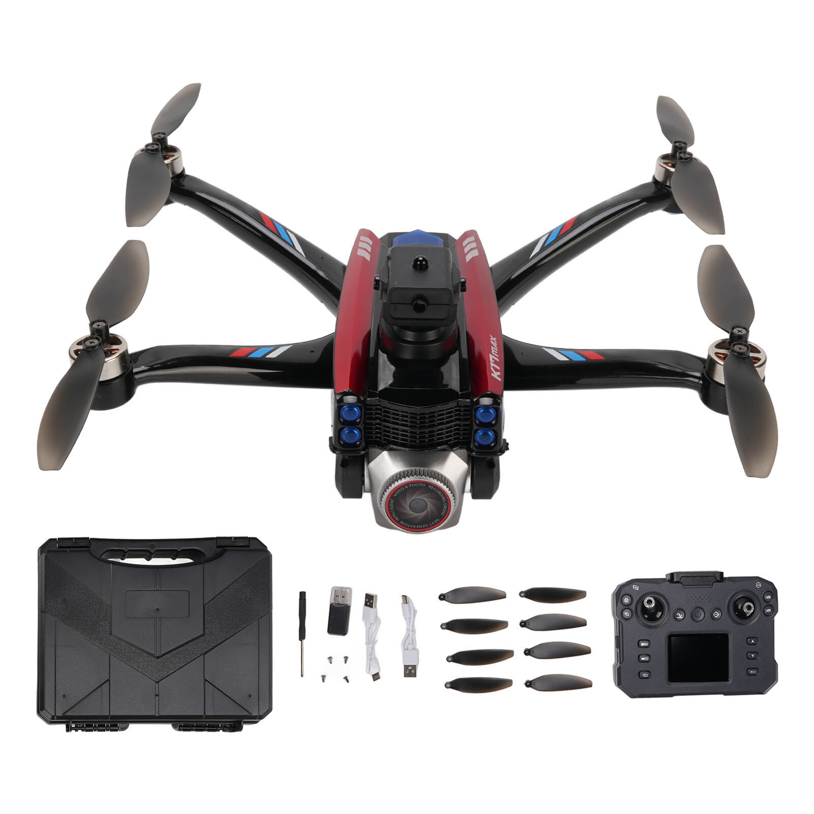 Бесщеточный моторный дрон с камерой высокого разрешения RC Quadcopter с функцией обхода препятствий Оптическая жидкость Парящий 2.4g WiFi Drone Black