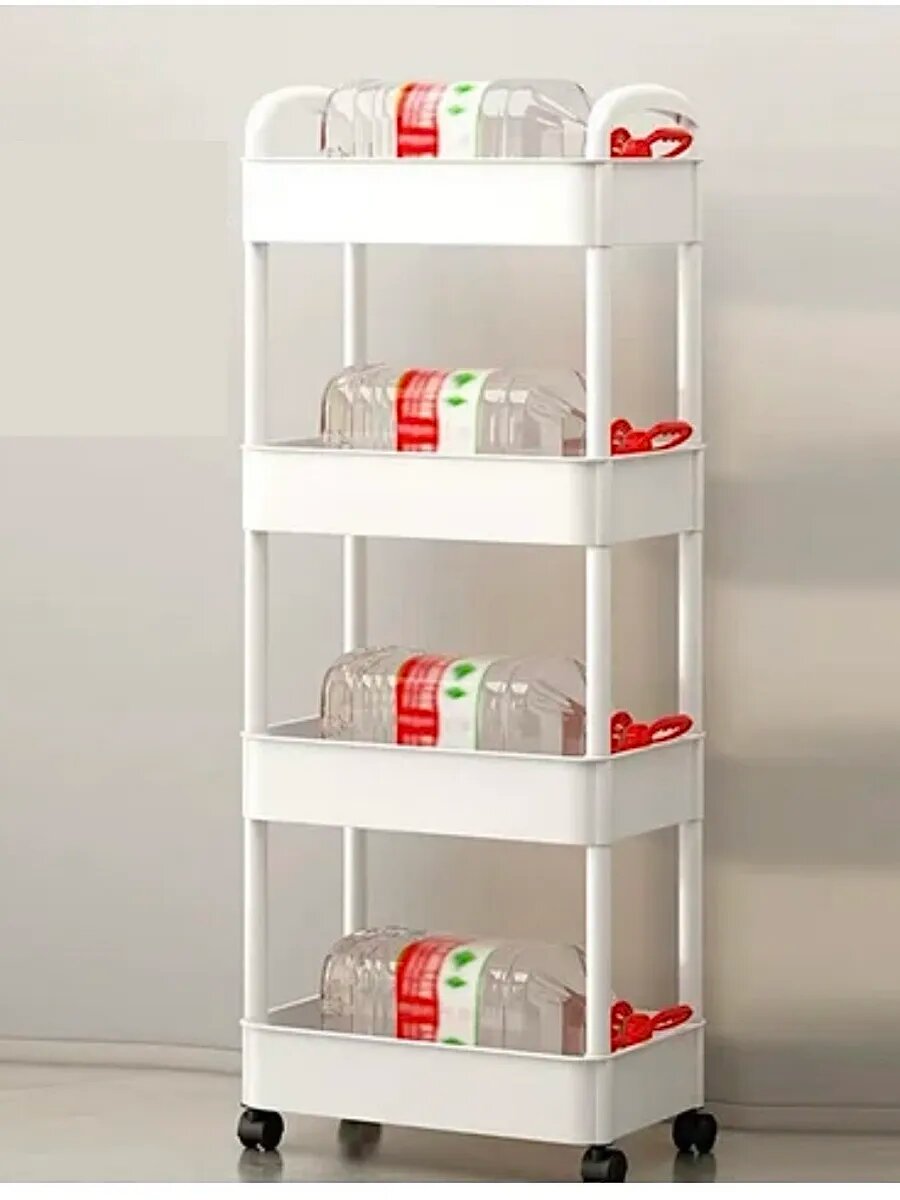 Напольная этажерка для ванной и кухни на колесиках