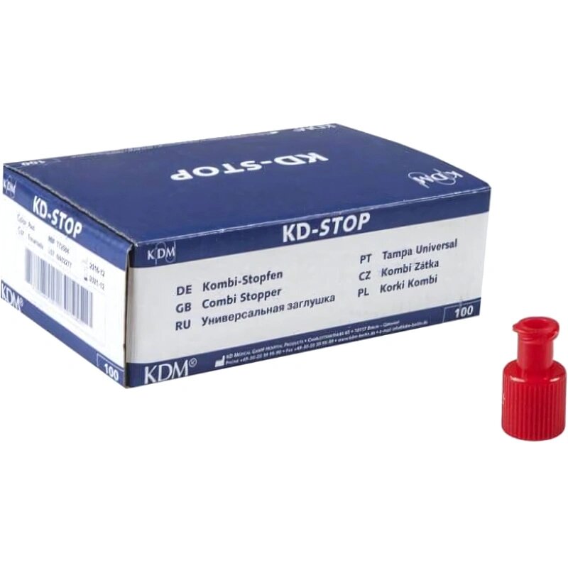 Устройство соед.-блок. для инф.-трансфуз. терапии, красный KDM, 100шт/уп