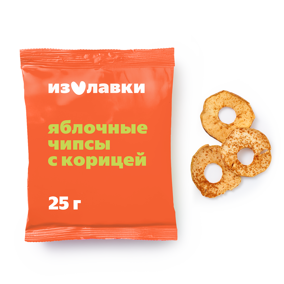 Чипсы "Из Лавки", яблочные, с корицей, без сахара, флоу-пак, 25 г