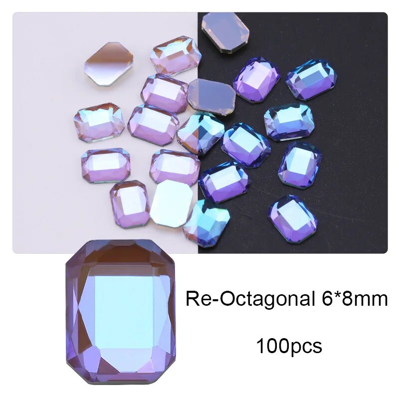 100шт стразы Re-Octagonal 6x8mm, T.Purple
