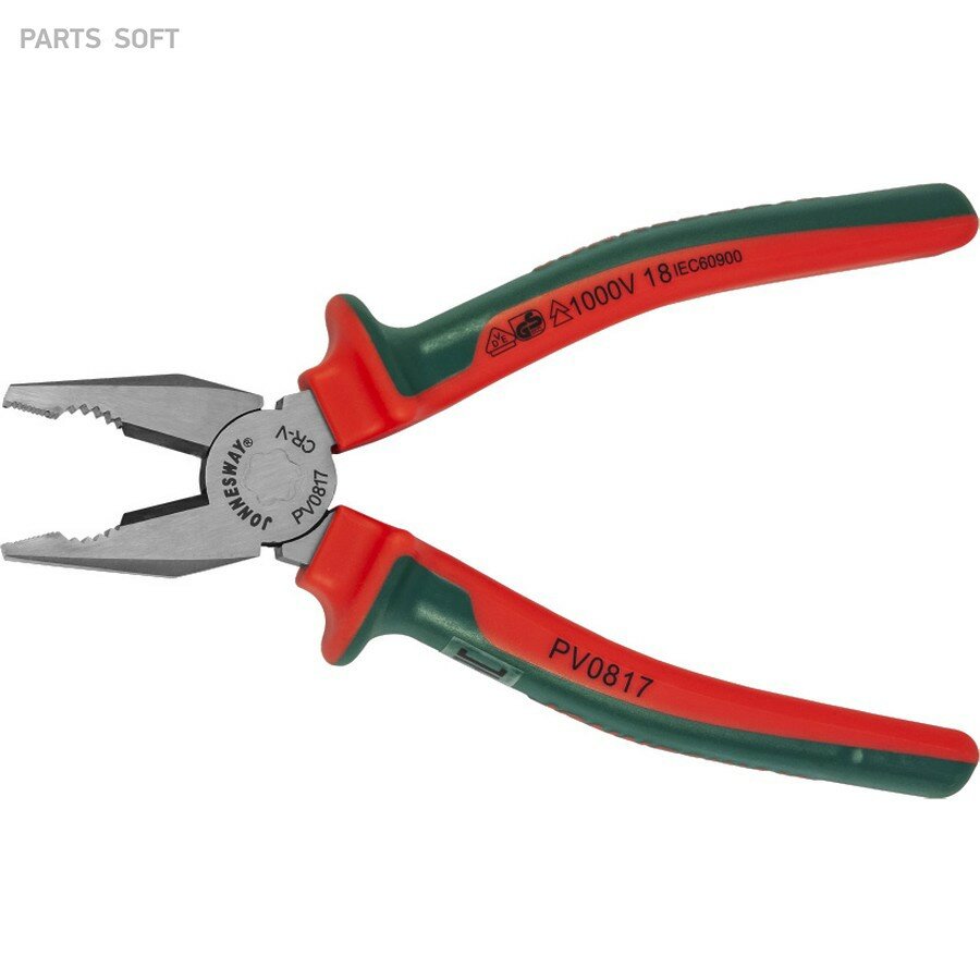 (PV087) Пассатижи диэлектрические 180 мм. от официального дистрибьютора, JONNESWAY, артикул PV0817