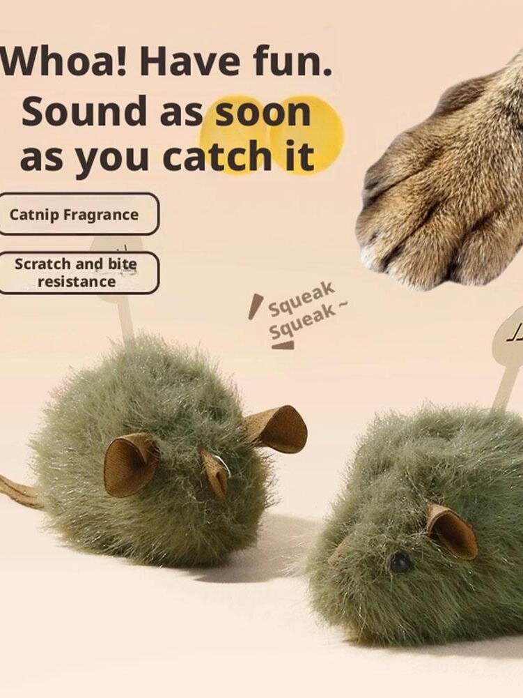 Игрушка для кошек мышка со звуком/ мышка пищалка для кошек