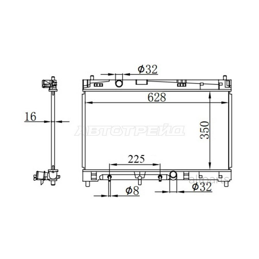 SAT TY000W90-1 Радиатор Toyota Corolla (E180) 12-19 / Ractis 05-16 / Vitz 05-20 / Subaru Trezia 10-16 / Toyota Belt