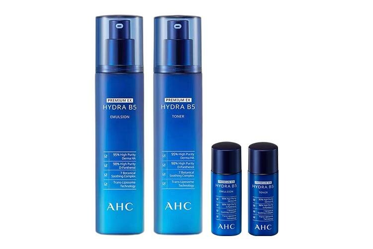 Набор для ухода за кожей унисекс AHC B5 синий фиолетовый, B5 Blue Milk Set + Water Milk Medium Sample 60ml