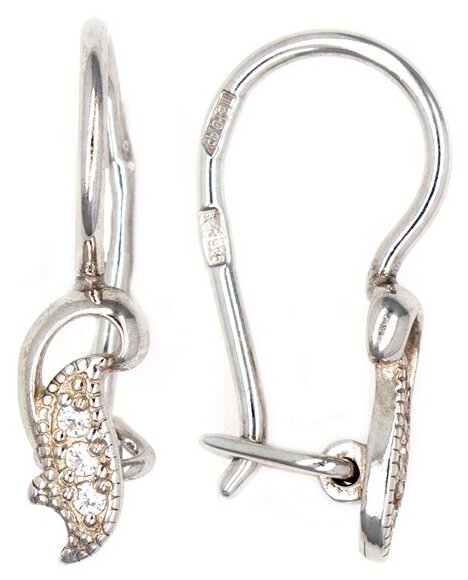 Серьги, серебро, 925 проба, родирование, фианит
