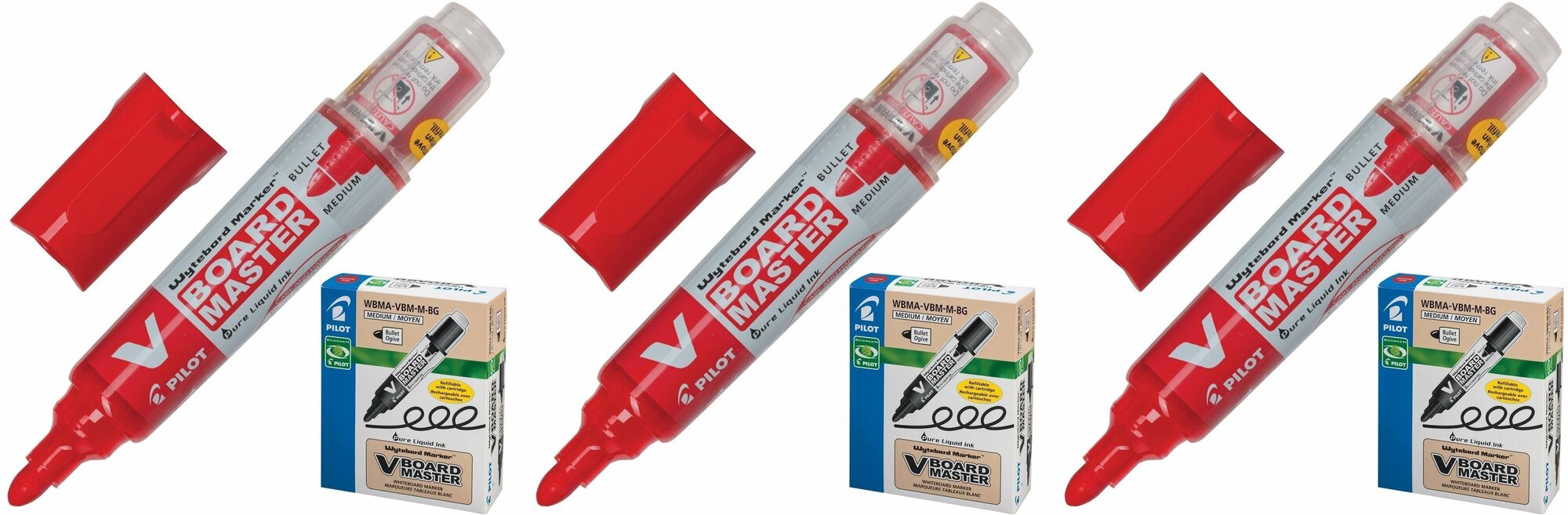 Pilot Маркер для белых досок Красный, 1-3 мм, 3 шт