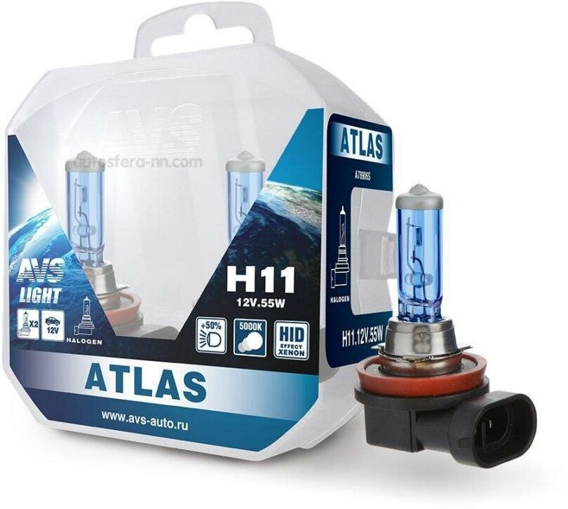 AVS A78906S Лампа галогенная H11 12V55W PB/5000К/PB кт.2шт AVS ATLAS