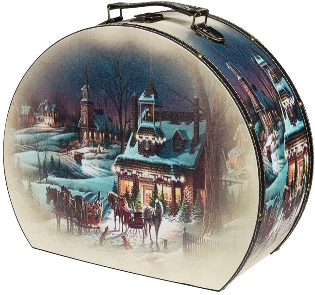 Шкатулка-сундучок "Зимний вечер 34,5*29*15,2 см". Ручная работа, арт. DY110X013-L