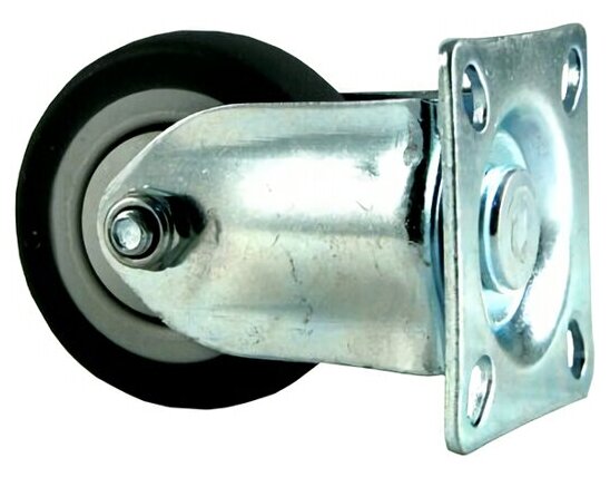 Колесо 50 мм неповоротное на квадратной площадке резиновое для оборудования и инструментов