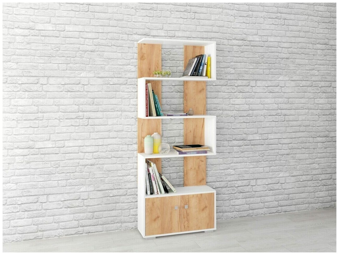 Стеллаж «Ромео-2» (Дуб крафт золотой/Белый) Тэкс
