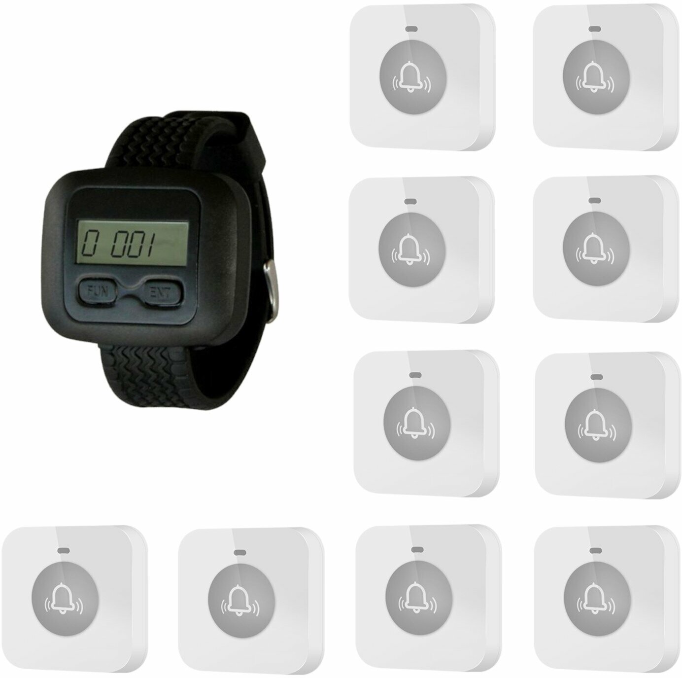 Комплект системы вызова персонала: часы-пейджер П-10 и 10 кнопок вызова К-26