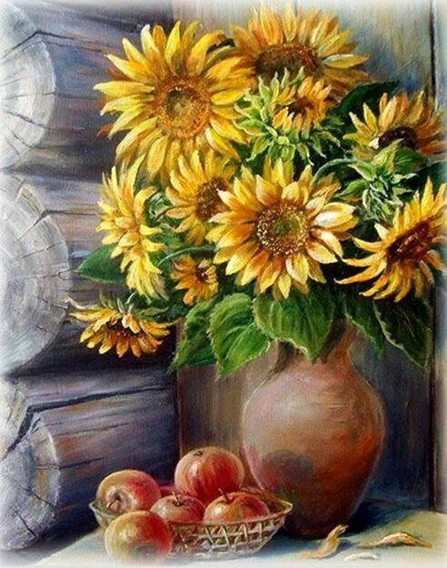 HUACAN набор для вышивки крестом цветы 11CT Желтый, 30x40cm, CT-141, 11CT white canvas