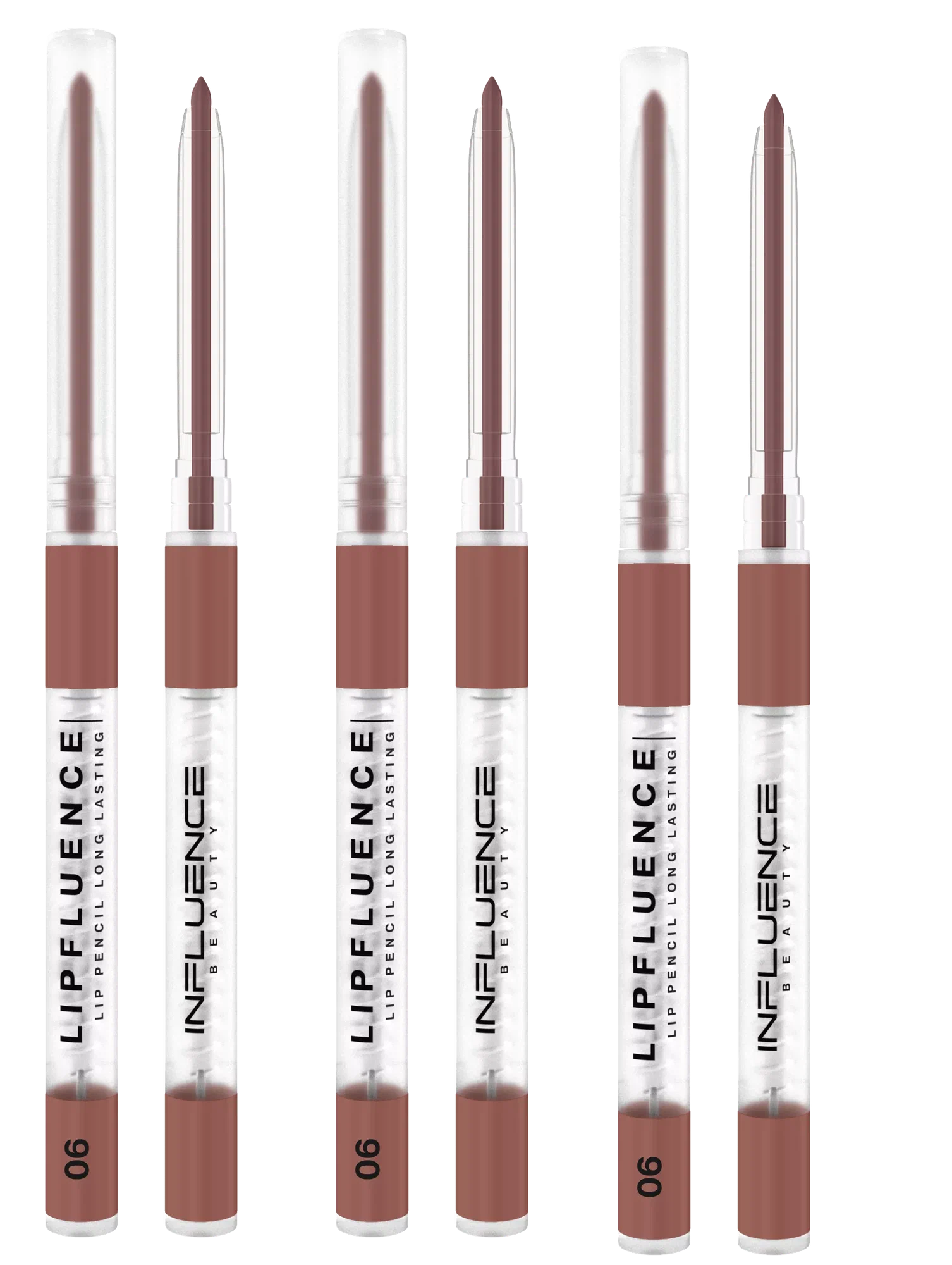 Карандаш для губ автоматический гелевый стойкий Influence Beauty Lipfluence т.06 3 шт