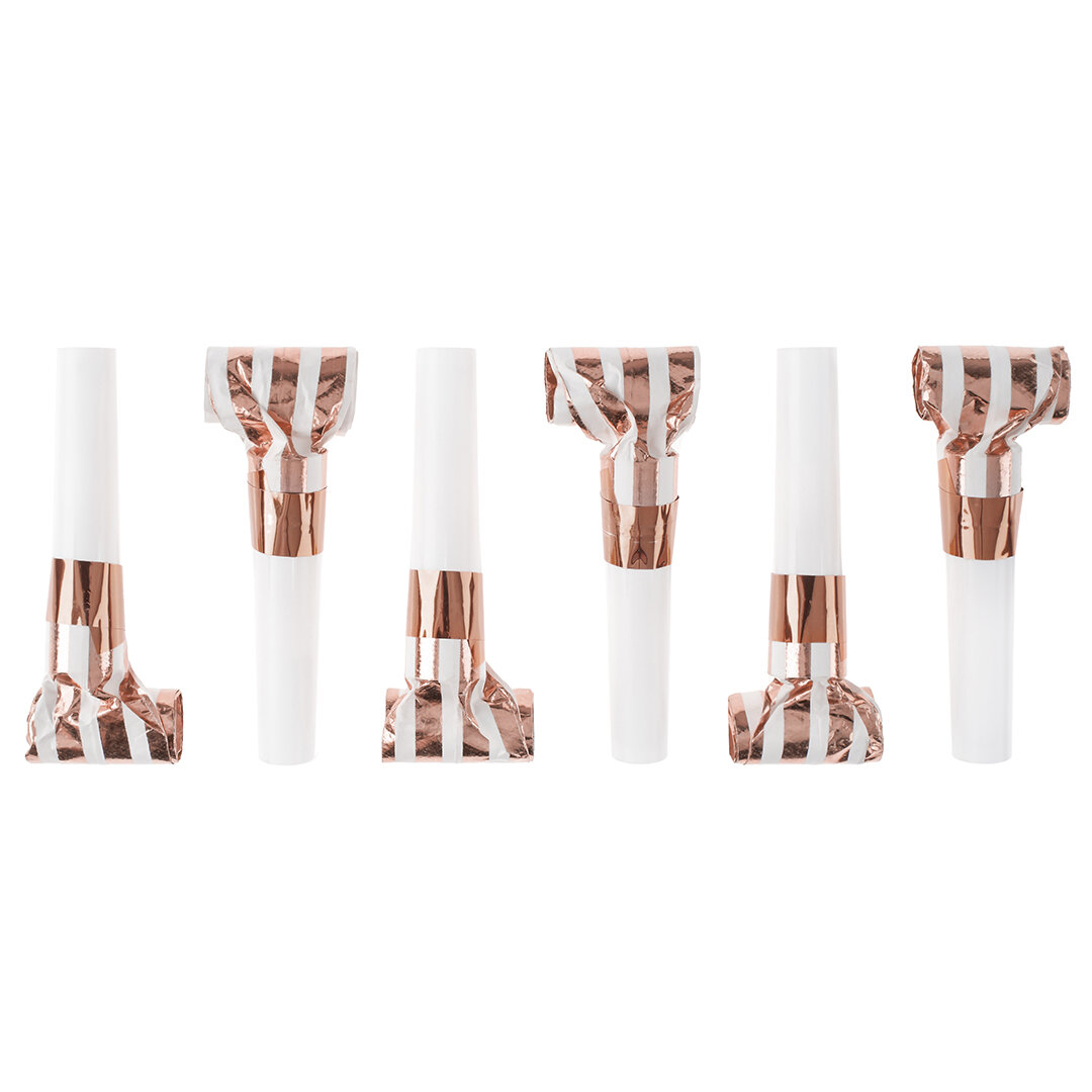 Карнавальные язычки гудки, Полосы, Белый/Розовое золото, мет