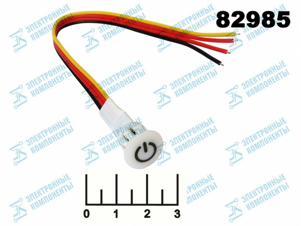 Кнопка сенсорная 12V 10мм белая на проводе 15см с диммером и памятью