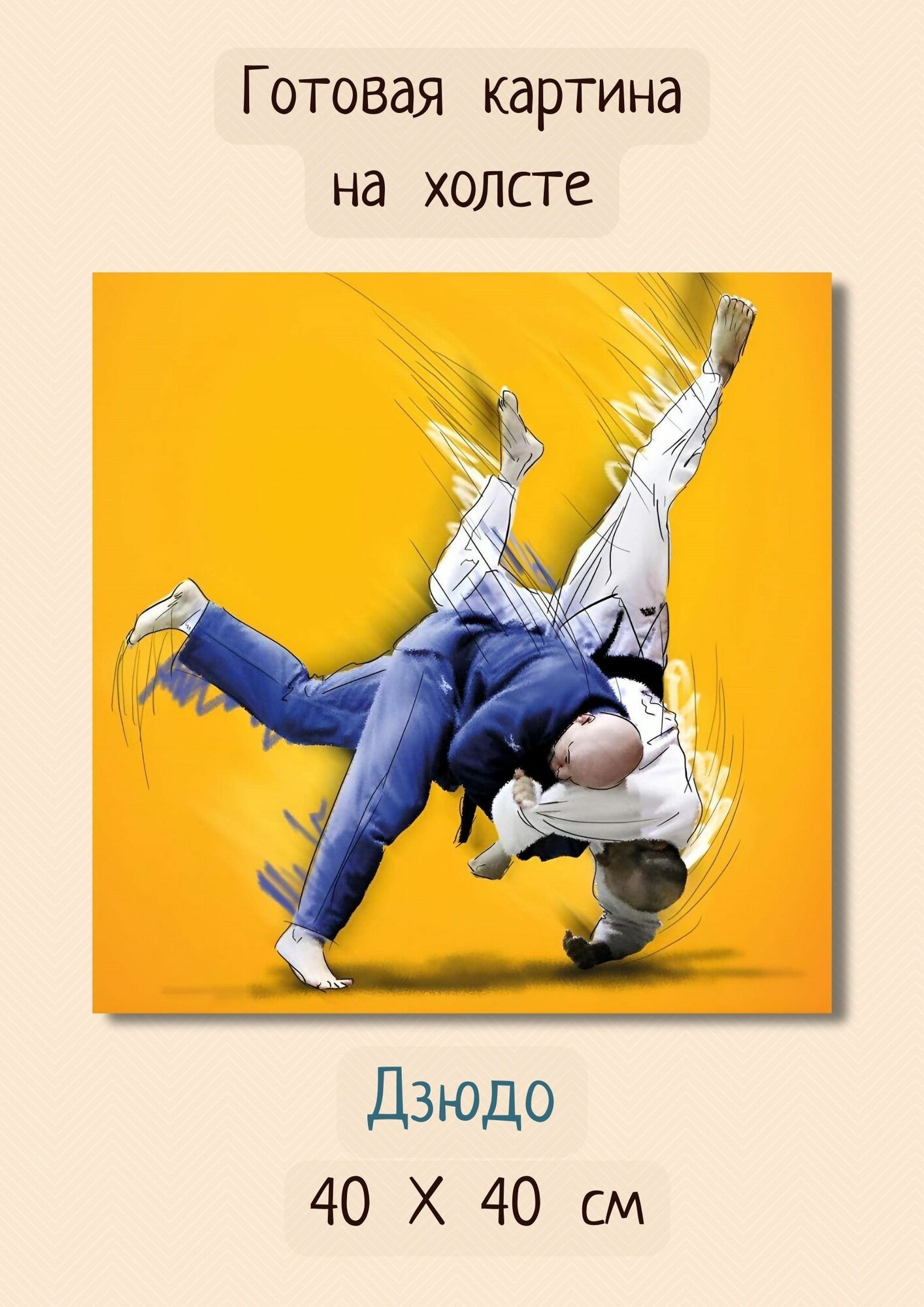 Картина на холсте "Дзюдо" для спортсменов и любителей 40х40 см