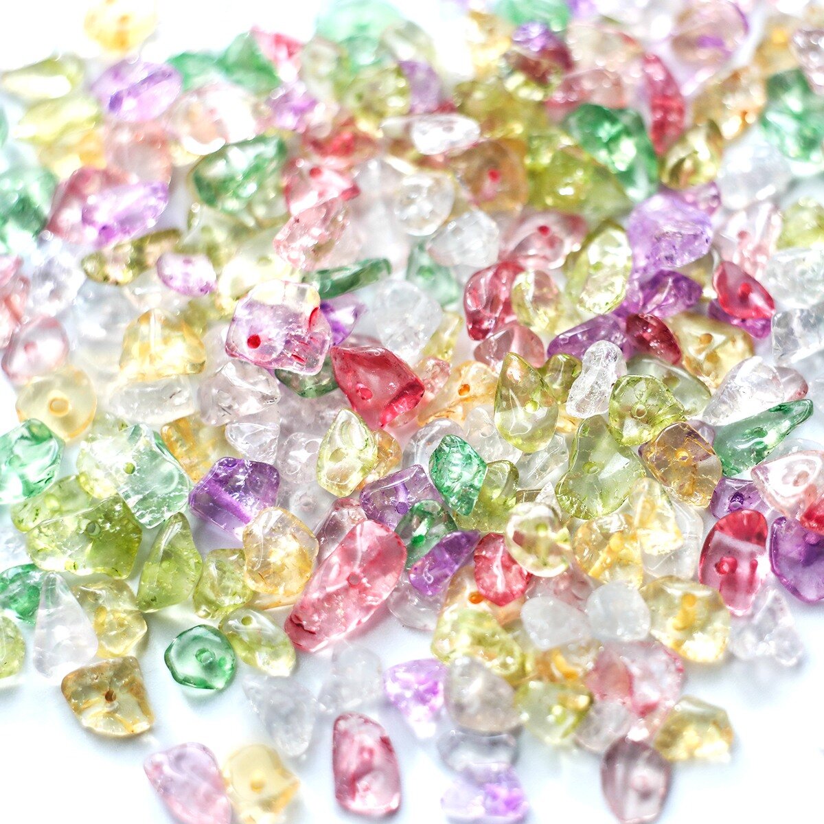 Бусины стеклянные осколки (упаковка 300 г), размер 3-5x7-13x2-4 мм, цветовой микс акварельный