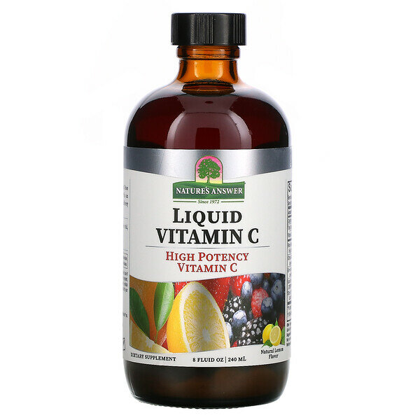 Nature's Answer, Liquid Vitamin C-1000 with rose hips & citrus bioflavonoids, Жидкий витамин C с биофлавоноидами, натуральный вкус лимона, 240 мл