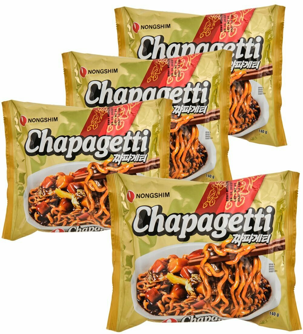 Лапша 'Нонгшим' сушеная Chapaghetti - мясной соус, 4шт х 140г, Корея